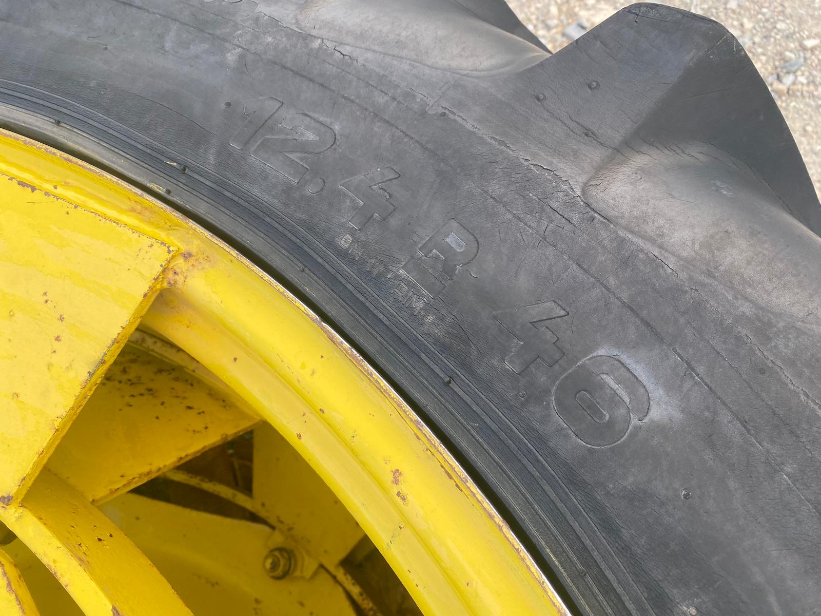 X2 12.4 R46 Taurus tyres on john deere 8 Stud row crop rims – Estrada ...